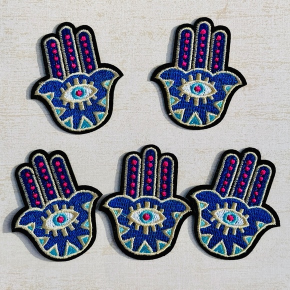 Other | 5 X Hamsa Hand Iron On Patches Evil Eye Patches Hamsa Hand ...